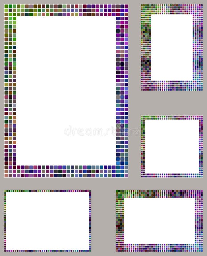 Colorful Mosaic Page Frame Template Set Stock Vector - Illustration of ...