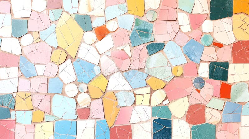A Colorful Mosaic Pattern Composed of Various Shaped Tiles in Pastel ...