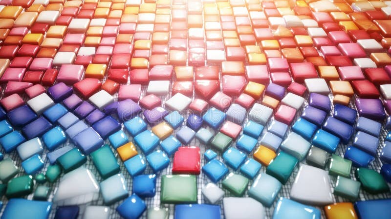 Colorful Mosaic Pattern with Vibrant Tiles Reflecting Light Stock ...