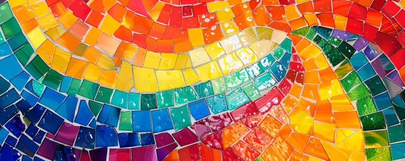 Colorful Mosaic with a Rainbow Effect, Blending Multiple Colors To ...
