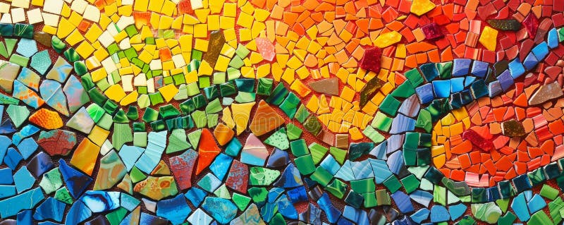 Colorful Mosaic Showcasing a Combination of Large and Small Tiles in ...