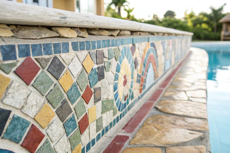 Colorful Mosaic Stones Texture for Pool Design Stock Illustration ...