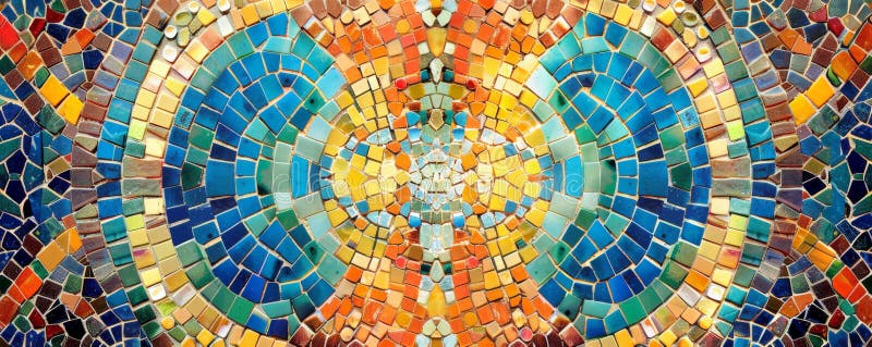 Colorful Mosaic with a Symmetrical, Repeating Pattern of Vibrant Tiles ...