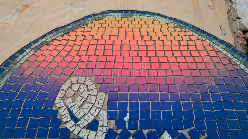 Colorful Mosaic Tile Art, Sunset Gradient Design High Quality Image ...