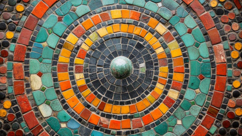 Colorful Mosaic Tile Circular Design Artwork Stock Illustration ...
