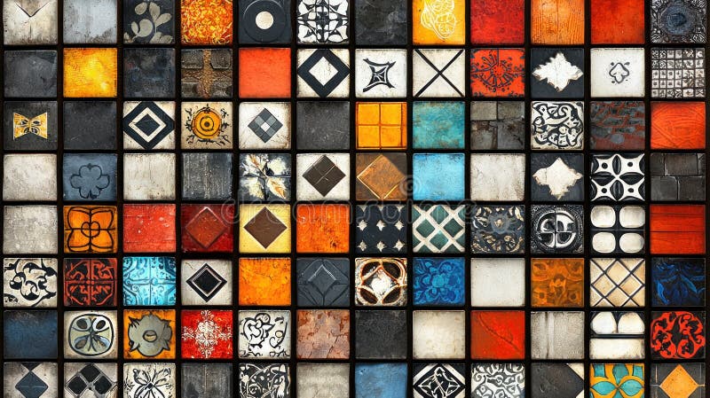 Colorful Mosaic Tile Pattern Stock Illustration - Illustration of ...