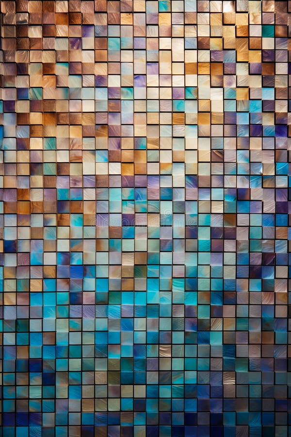 Colorful Mosaic Tile Wall with Blue and Brown Pattern. Generative AI ...