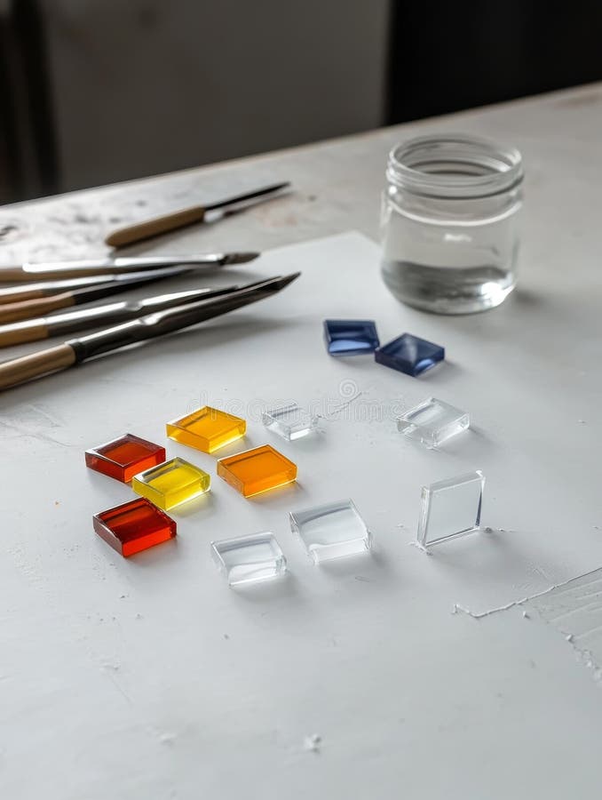 Colorful Mosaic Tiles and Craft Tools on Surface Artistic Mosaic ...