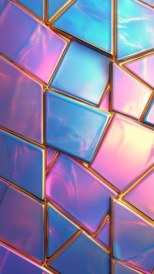 Colorful Mosaic Tiles with a Shimmering Surface Reflecting Light in a ...