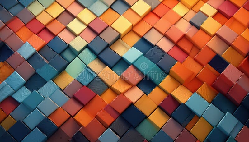 Colorful Mosaic of Vibrant Blocks Creating Stock Photo - Image of ...