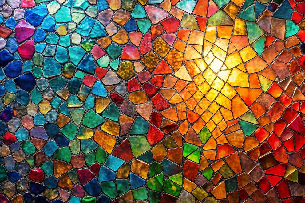 Colorful Mosaic Wall Design with Light Source Stock Illustration ...