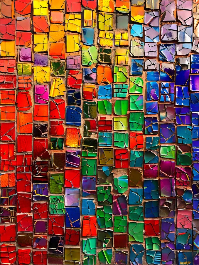 A Colorful Mosaic Wall with Many Different Colors Stock Image - Image ...