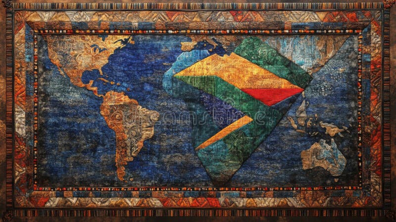 Colorful Mosaic World Map with Intricate Texture Stock Illustration ...