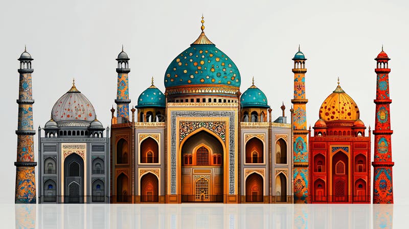 Colorful Mosque Illustrations Architectural Details and Geometric ...