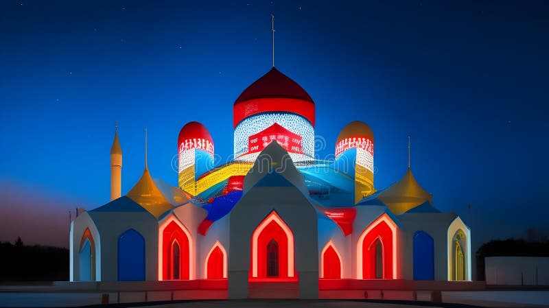 Colorful Mosque in Kolkata, West Bengal, India Stock Illustration ...
