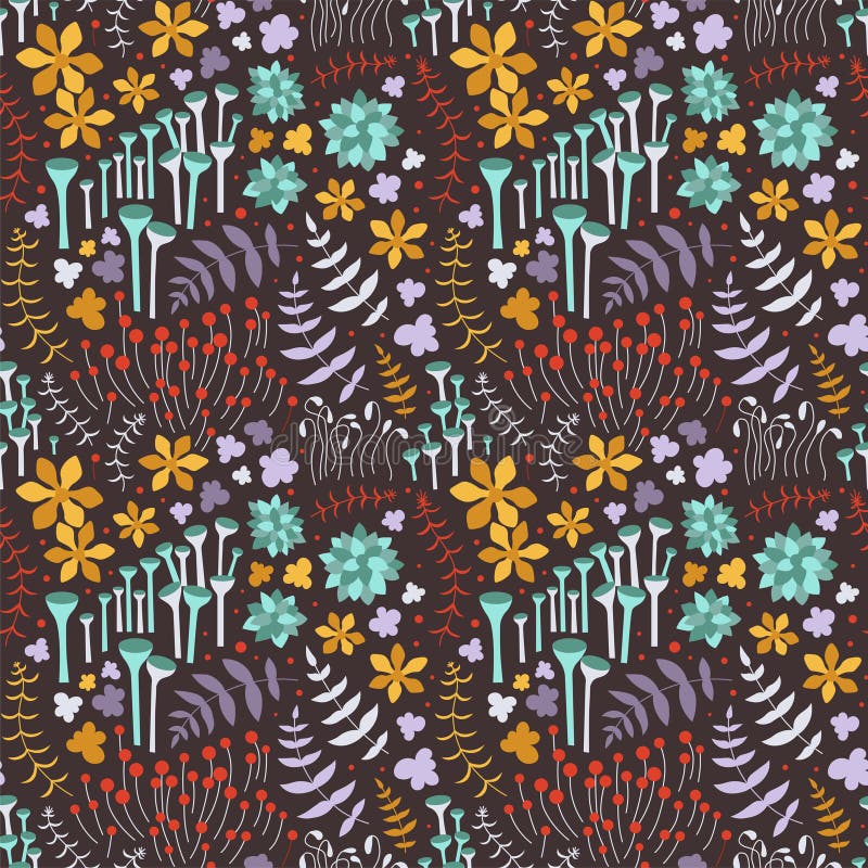 Colorful Moss and Lichen Repeating Pattern Stock Vector - Illustration ...