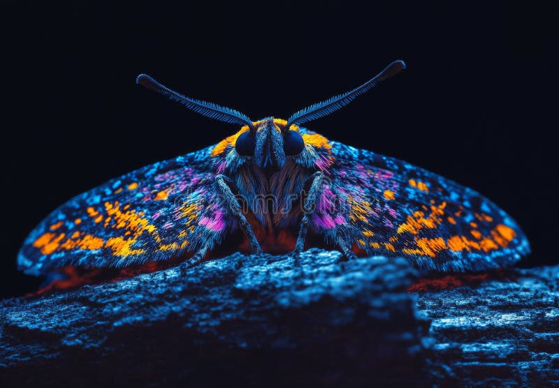 A Colorful Moth is Resting on Wood, Displaying a Striking Pattern and ...