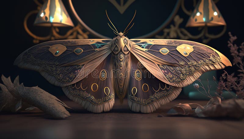 A Colorful Moth in Retro Tones and Patterns. Generative AI Stock ...