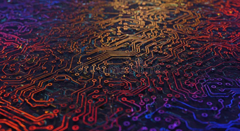 A Colorful Motherboard Reflects Complex Digital Technology and ...