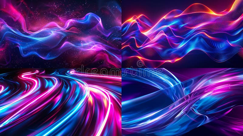 Colorful Motion Elements with Neon LED Illumination. Abstract ...