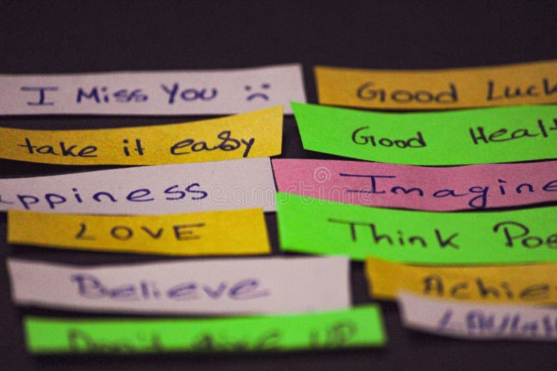 Colorful Motivational Sticky Note Stock Photo - Image of blue, lighting ...