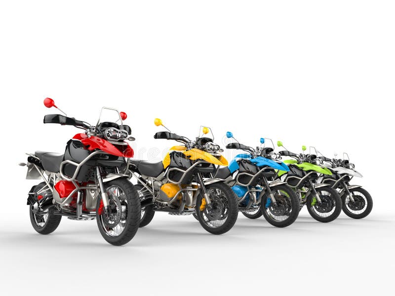 Colorful Motorcycles on a Starting Line Stock Illustration ...