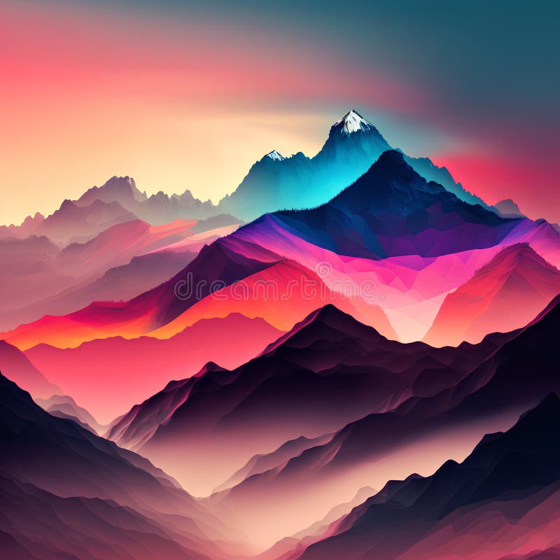 Colorful Mountain Landscape. Landscape with Mountains. Vector ...