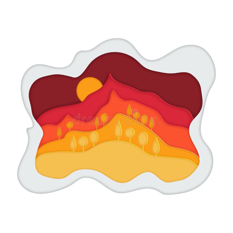 Vector Illustration of a Mountain Landscape in a Paper-cut Style Stock ...