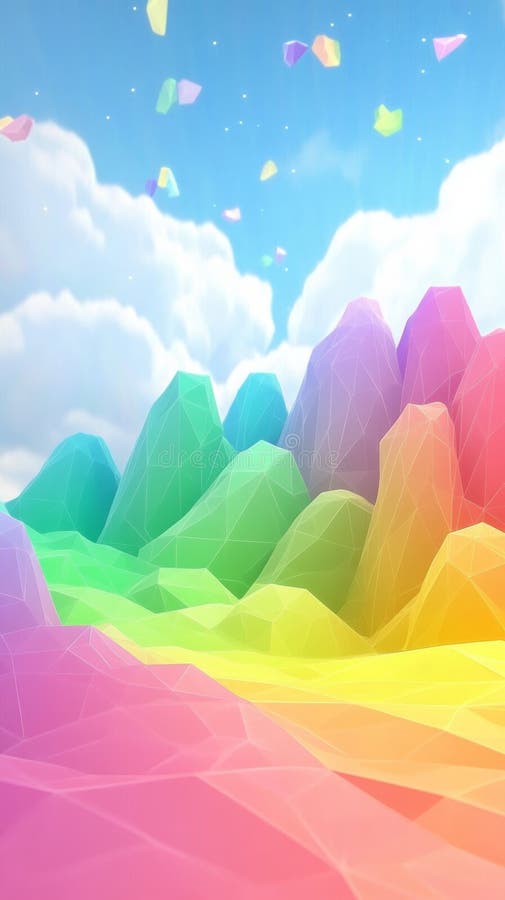 A Colorful Mountain Range with a Bright Blue Sky Stock Illustration ...