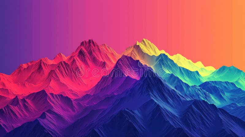 Colorful Mountain Range with Gradient Hues and Minimalist Design Stock ...