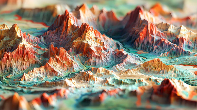 Colorful Mountain Range Showing Eroded Ridges and Valleys Stock Photo ...