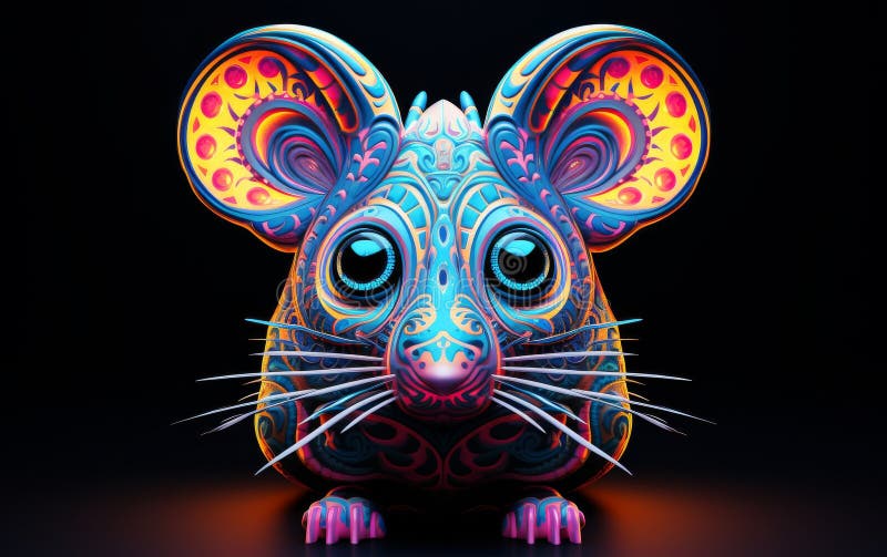 A Colorful Mouse on Black Background Stock Illustration - Illustration ...