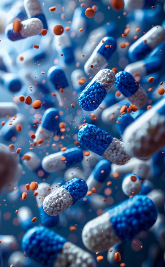 Colorful moving capsules stock photo. Image of health - 372324016