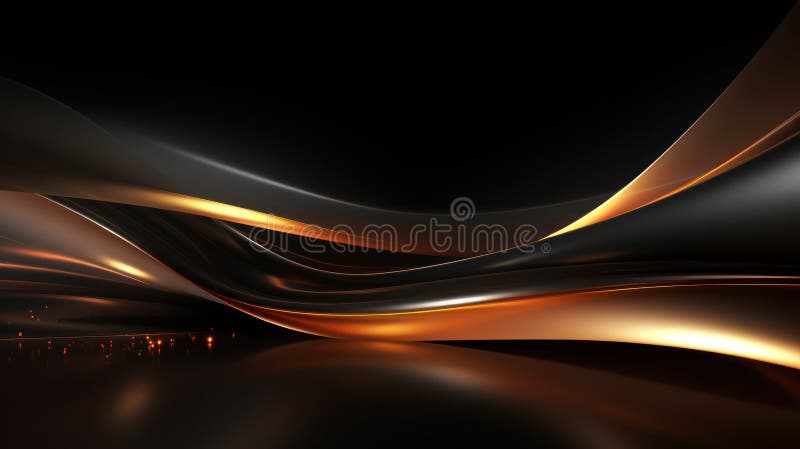 Colorful Moving Lines on Black and Gold Background AI Generated Stock ...