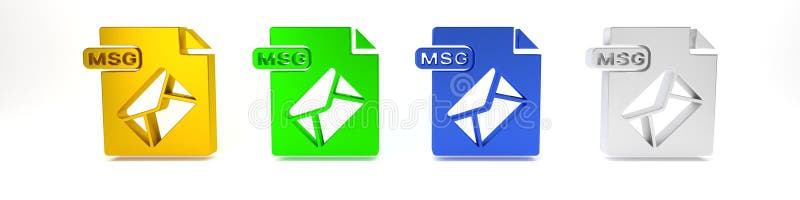 Colorful MSG File Document. Download Msg Button Icon Isolated on White ...