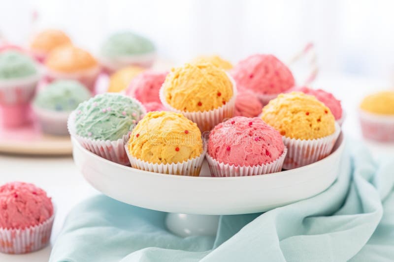Colorful Muffins for a Baby Shower on a White Table Stock Illustration ...