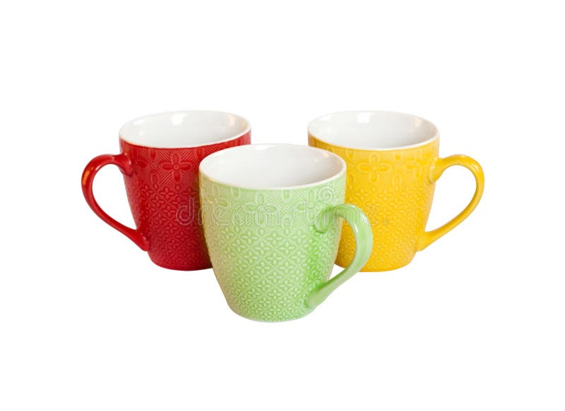 Colorful Mugs Isolated on White Background Stock Photo - Image of ...