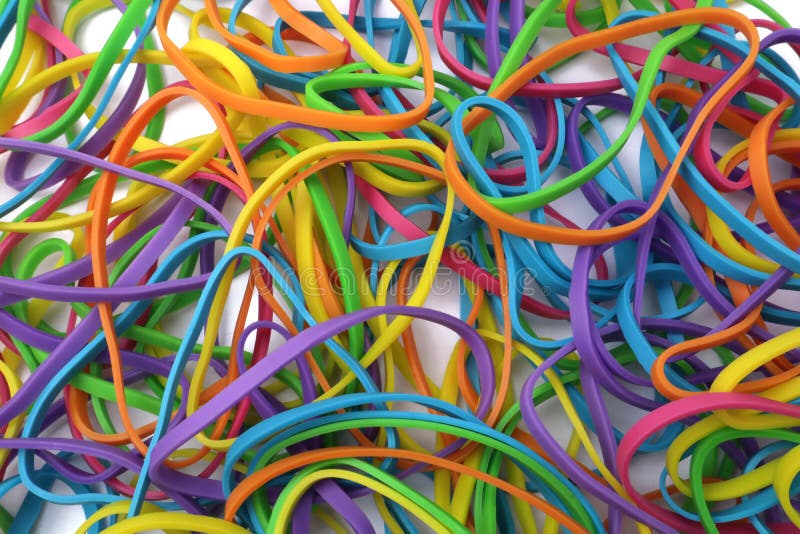 Colorful Multi Color Elastic Rubber Bands Texture Isolated on White ...