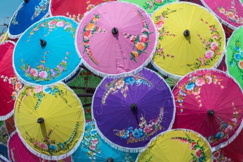 Colorful Multi Color Umbrella Background. Stock Photo - Image of bright ...