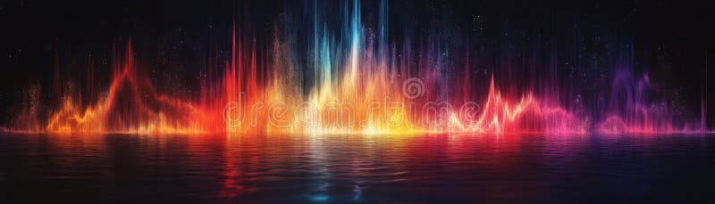 A Colorful, Multi-colored Fire with a Blue Background Stock Image ...