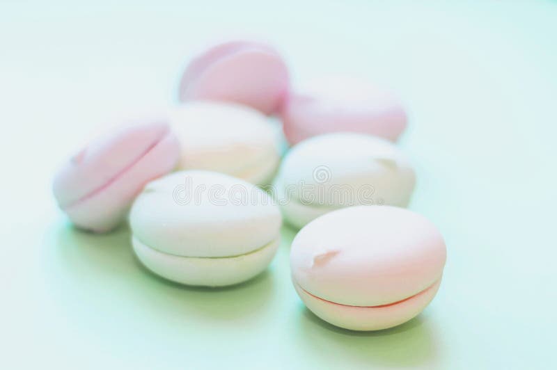 Colorful Multi-colored Marshmallow on a Soft Green Background of Mint ...