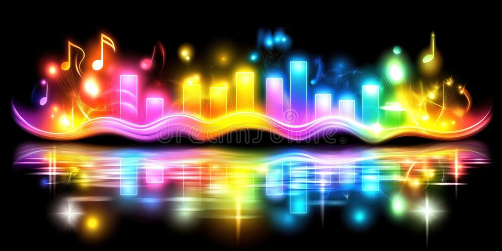 Colorful, Multi-colored Wave with Musical Notes Stock Illustration ...