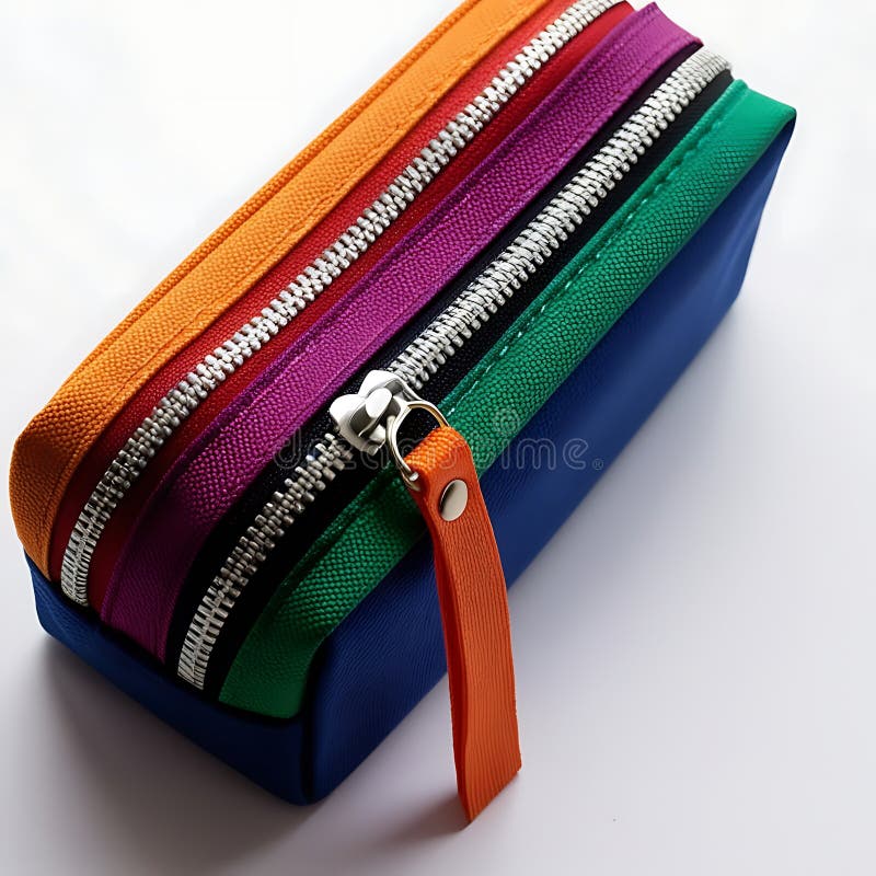 Colorful Multi Zippered Rectangular Pouch Case Stock Image - Image of ...
