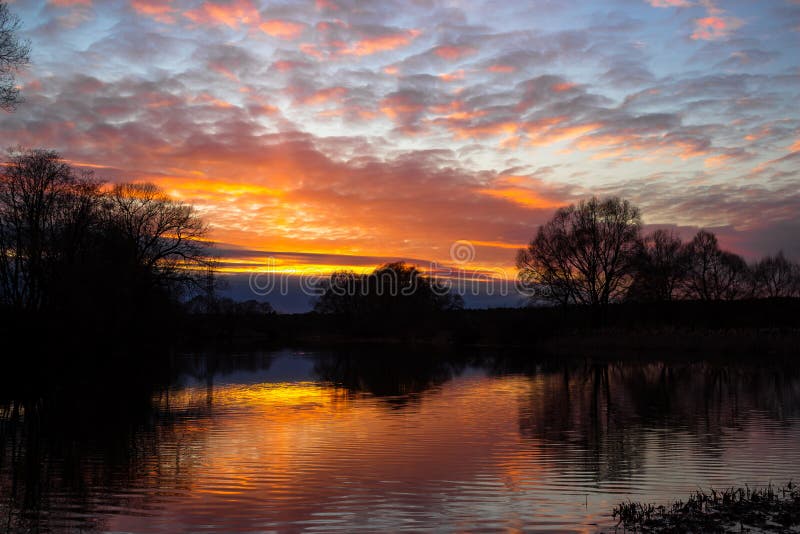 Multicolor Sunset Orange Cloud and Sun on Sky Stock Image - Image of ...
