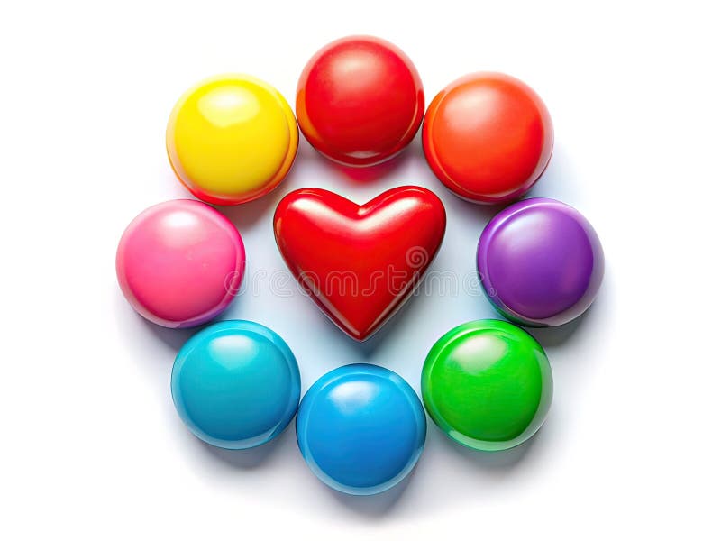 Colorful Multicolored Magnets in Heart Shape with Clipping Path Perfect ...