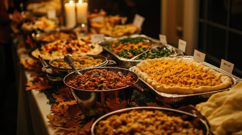 A Colorful Multicultural Thanksgiving Potluck Featuring Diverse Dishes ...
