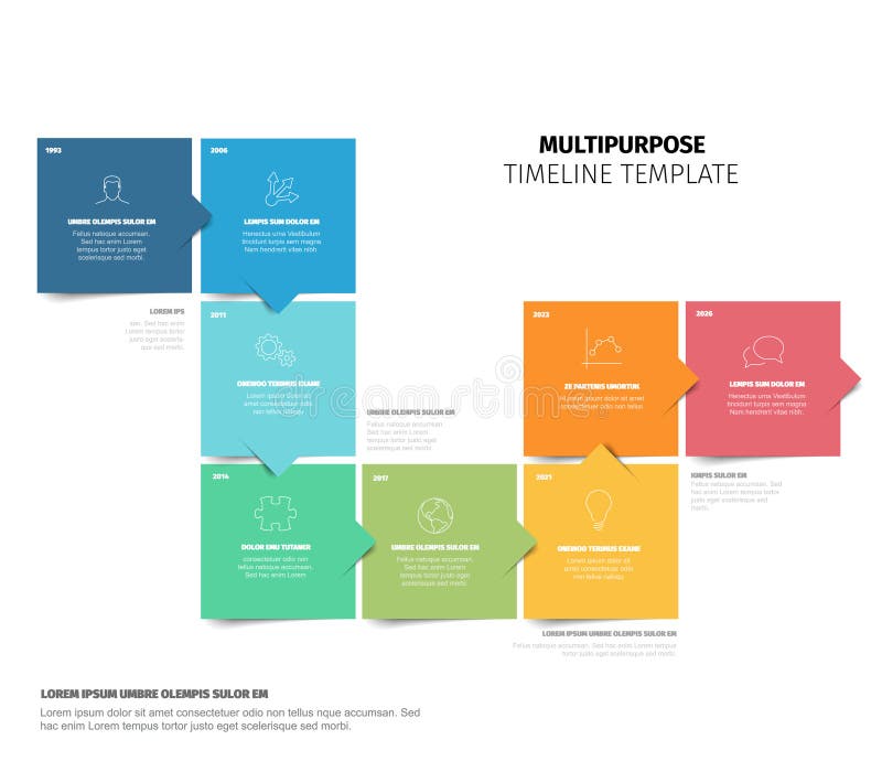 Colorful Multipurpose Timeline Template Made from Color Square Content ...