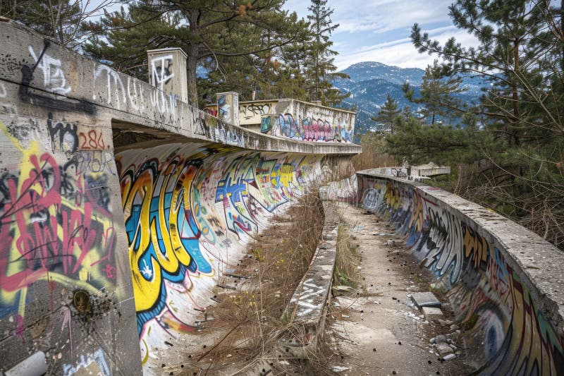 A Colorful Mural Adorns the Edge of a Dense Forest, Blending Urban and ...