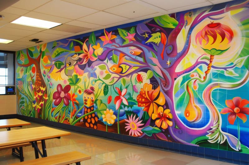 Colorful Mural on Classroom Wall Celebrating Language Diversity with ... Colorful Mural on Classroom Wall Celebrating Language Diversity with ...