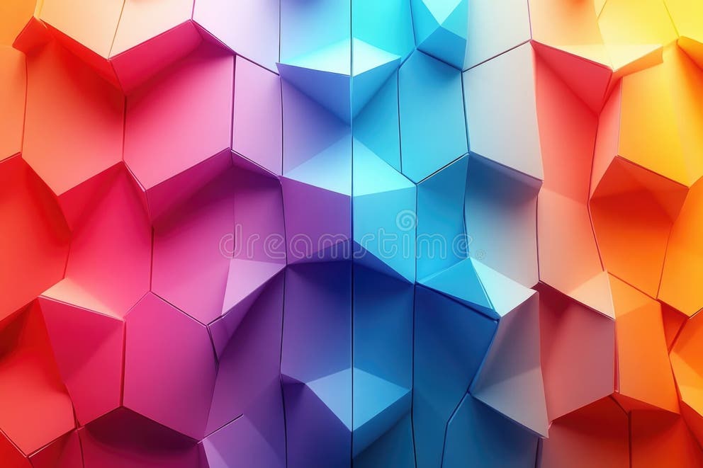 A Colorful Mural Created Using Paper Cubes Stock Illustration ...